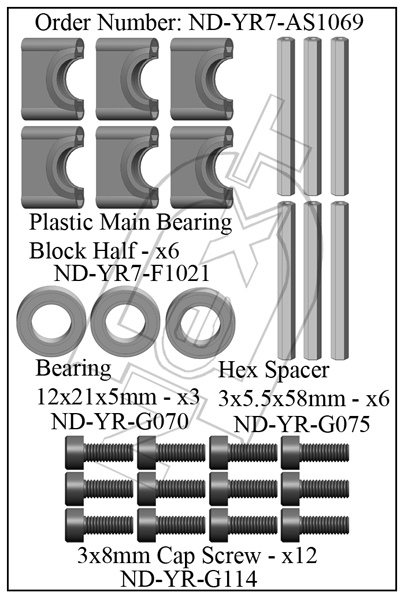 CYB ND-YR7-AS1069 - Main Shaft Bearing Block Set R7. Hobby Hangar