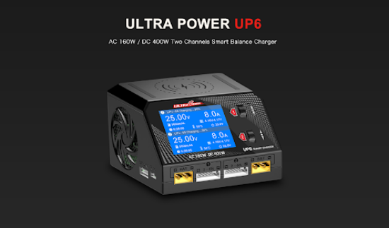 Ultra Power UP6 400W 10A Smart Dual Channel AC/DC Charger. Hobby Hangar
