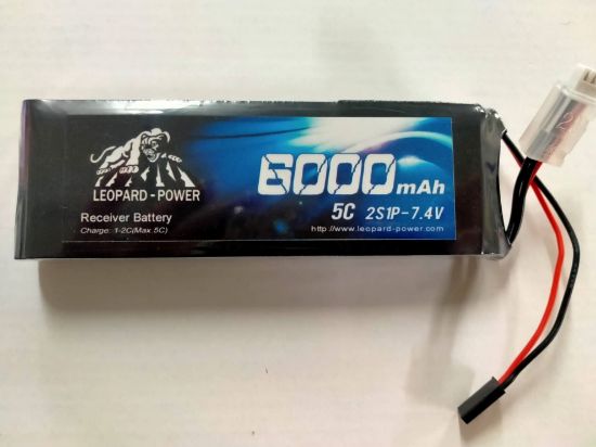 Leopard Power 2S 7.4v 6000mah 5C Lipo Receiver Battery with Futaba Plug ...